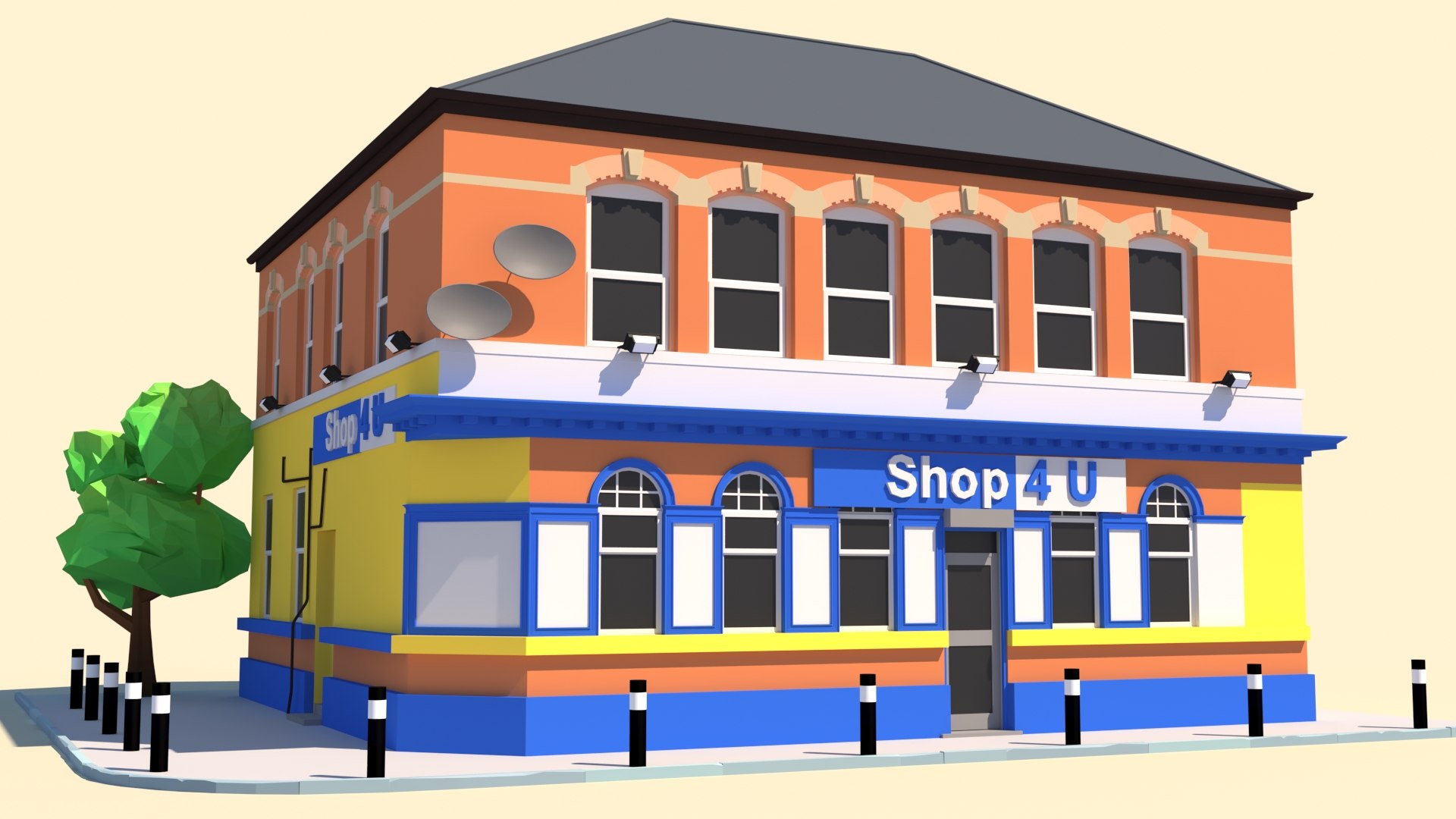 3D Stylized Shop Building 01 - Shop4U Model - TurboSquid 2103756
