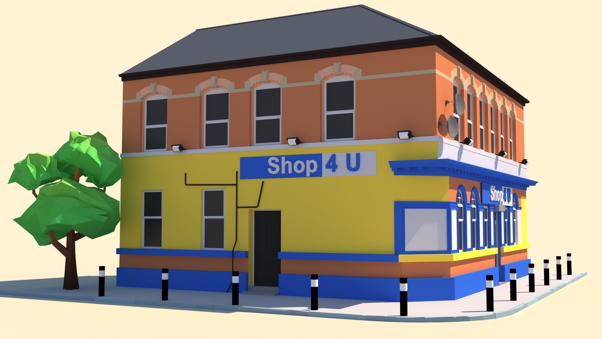 3D Stylized Shop Building 01 - Shop4U Model - TurboSquid 2103756