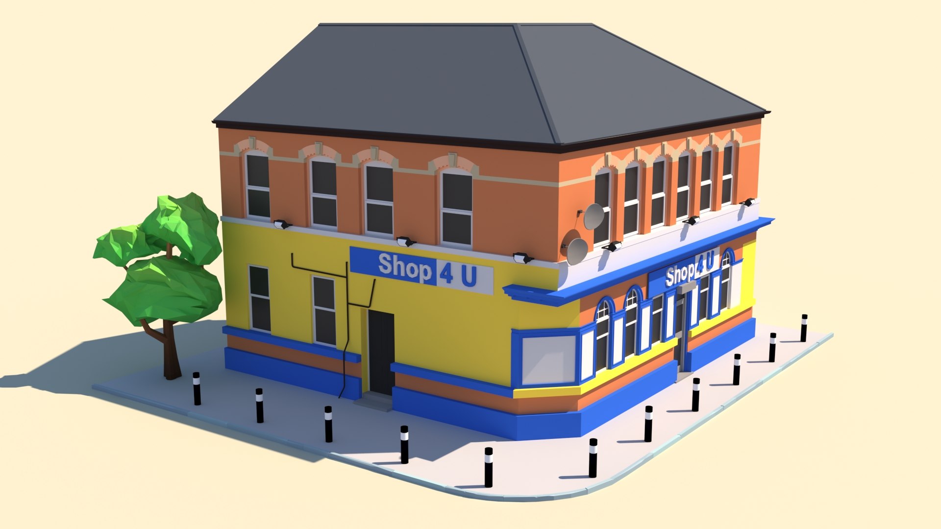 3D Stylized Shop Building 01 - Shop4U Model - TurboSquid 2103756