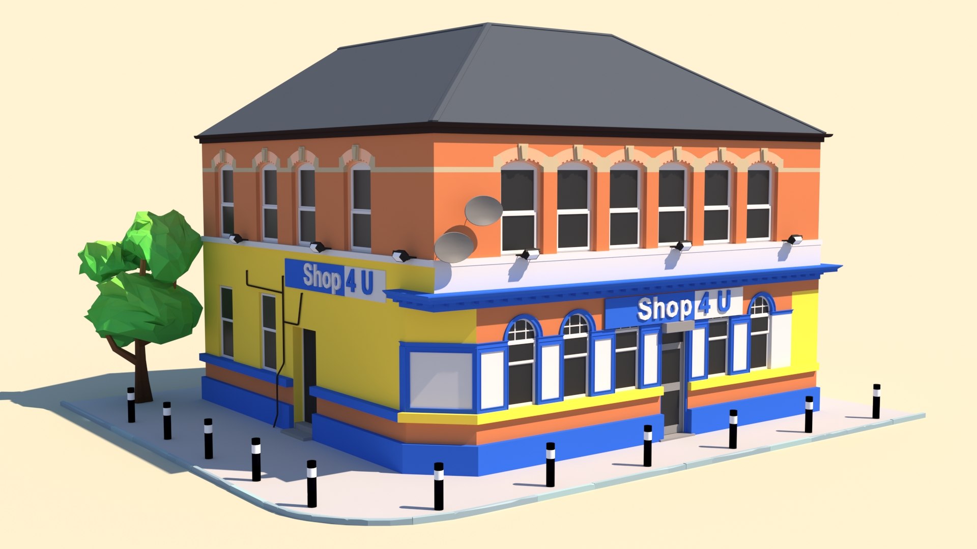 3D Stylized Shop Building 01 - Shop4U Model - TurboSquid 2103756