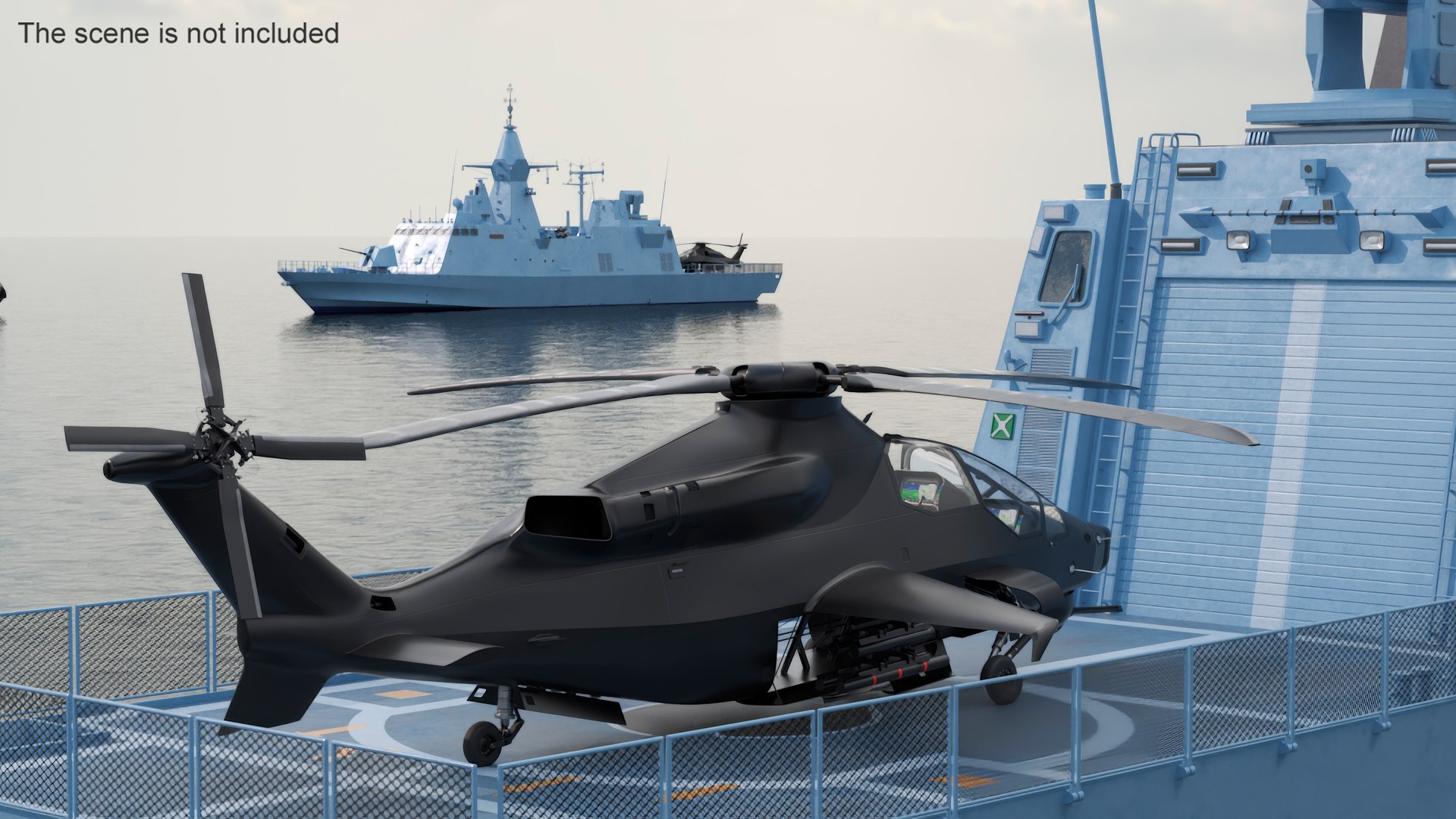 3D Corvette Class Ship With Attack Helicopter Rigged - TurboSquid 2328184