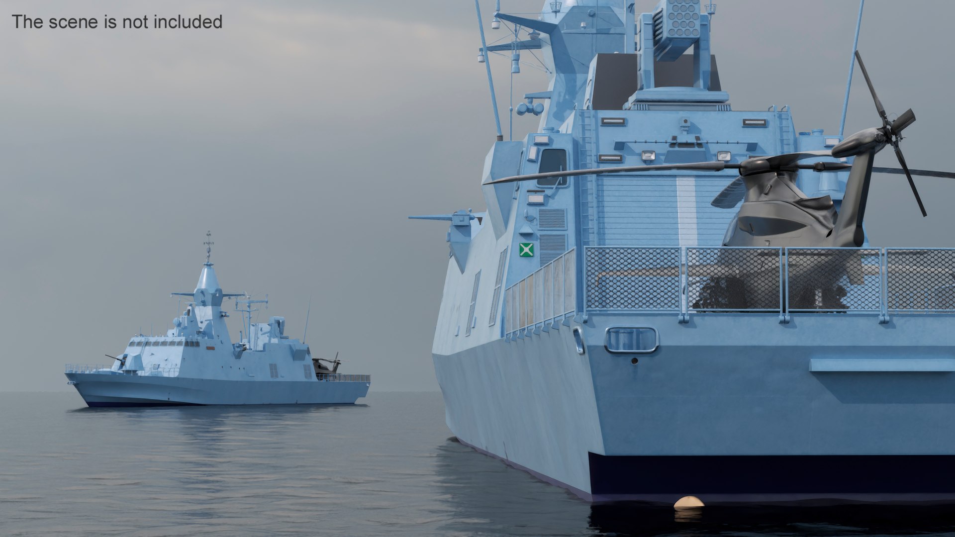 3D Corvette Class Ship With Attack Helicopter Rigged - TurboSquid 2328184