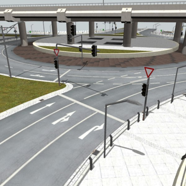 3d roundabout highway street signs model