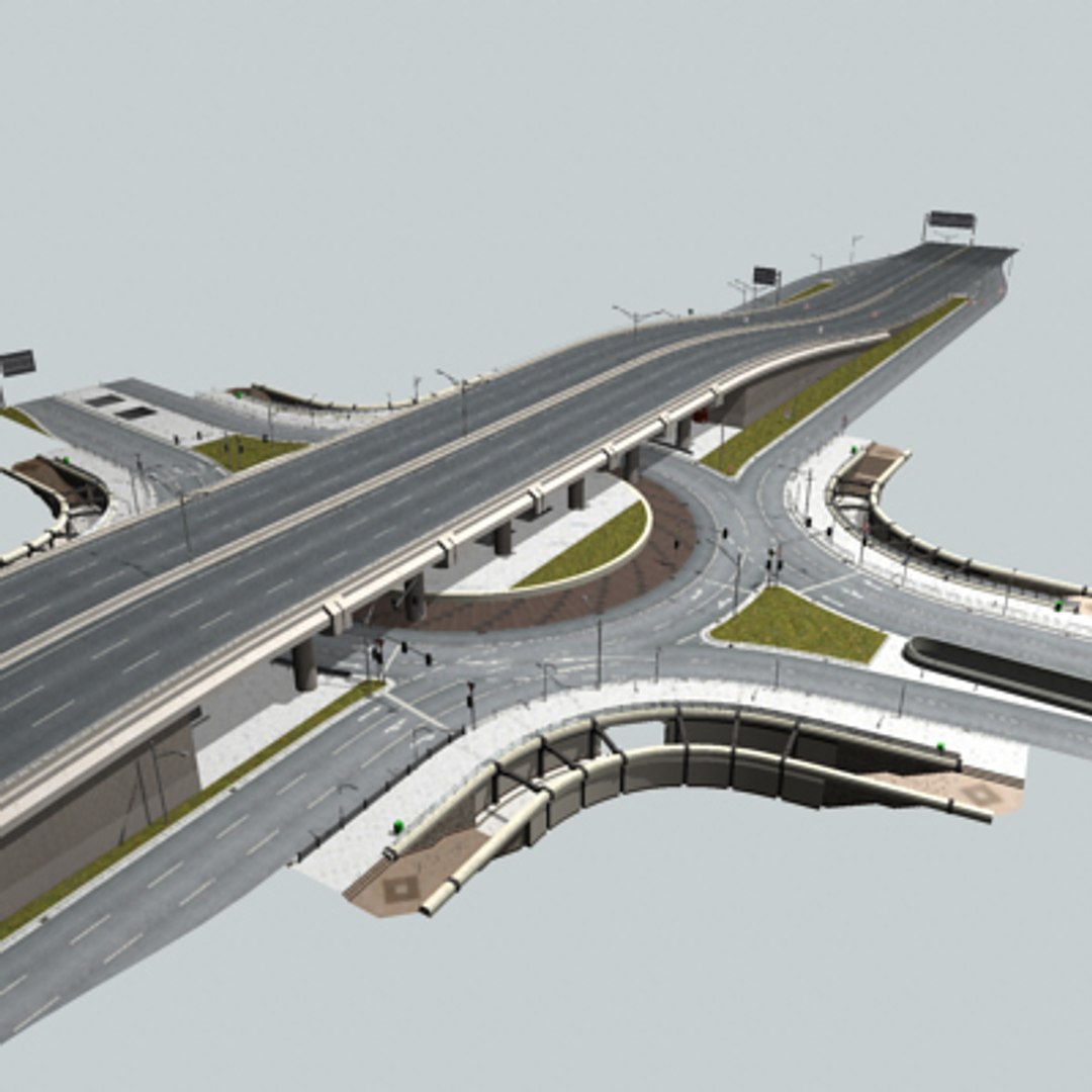 3d Roundabout Highway Street Signs Model