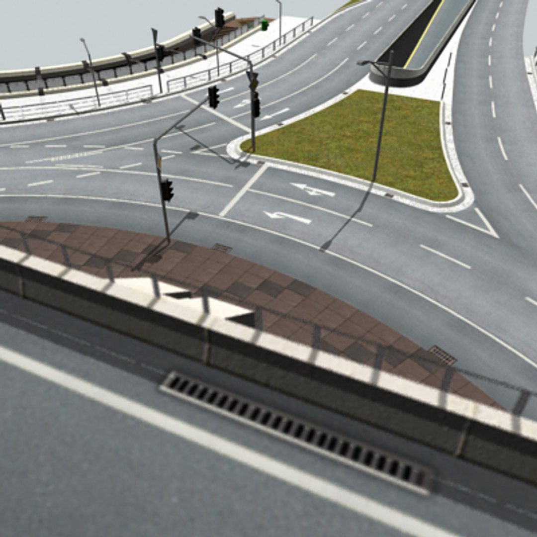 3d Roundabout Highway Street Signs Model