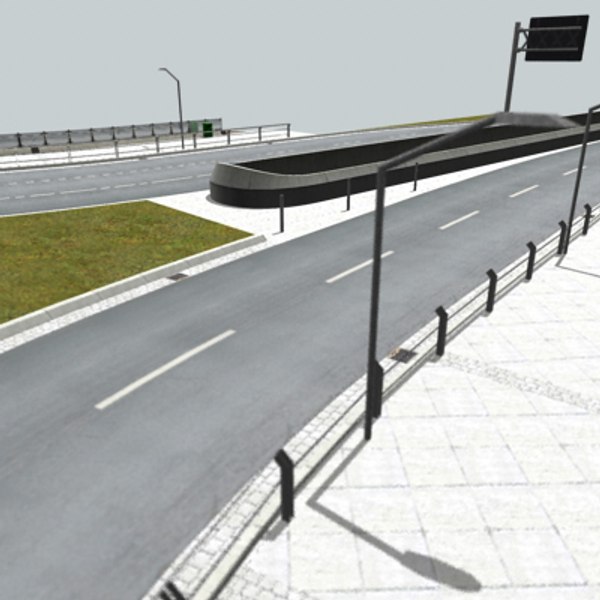 3d roundabout highway street signs model