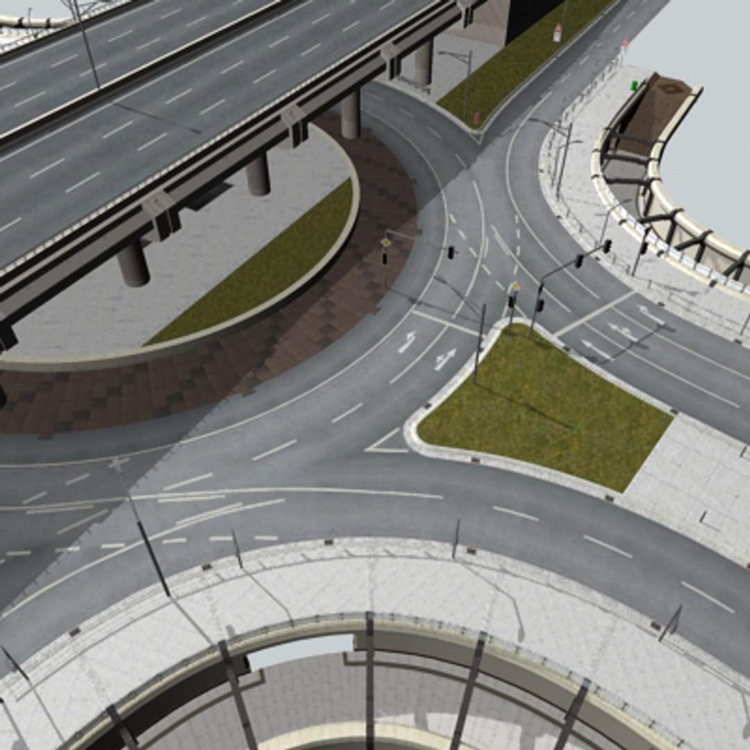 3d Roundabout Highway Street Signs Model
