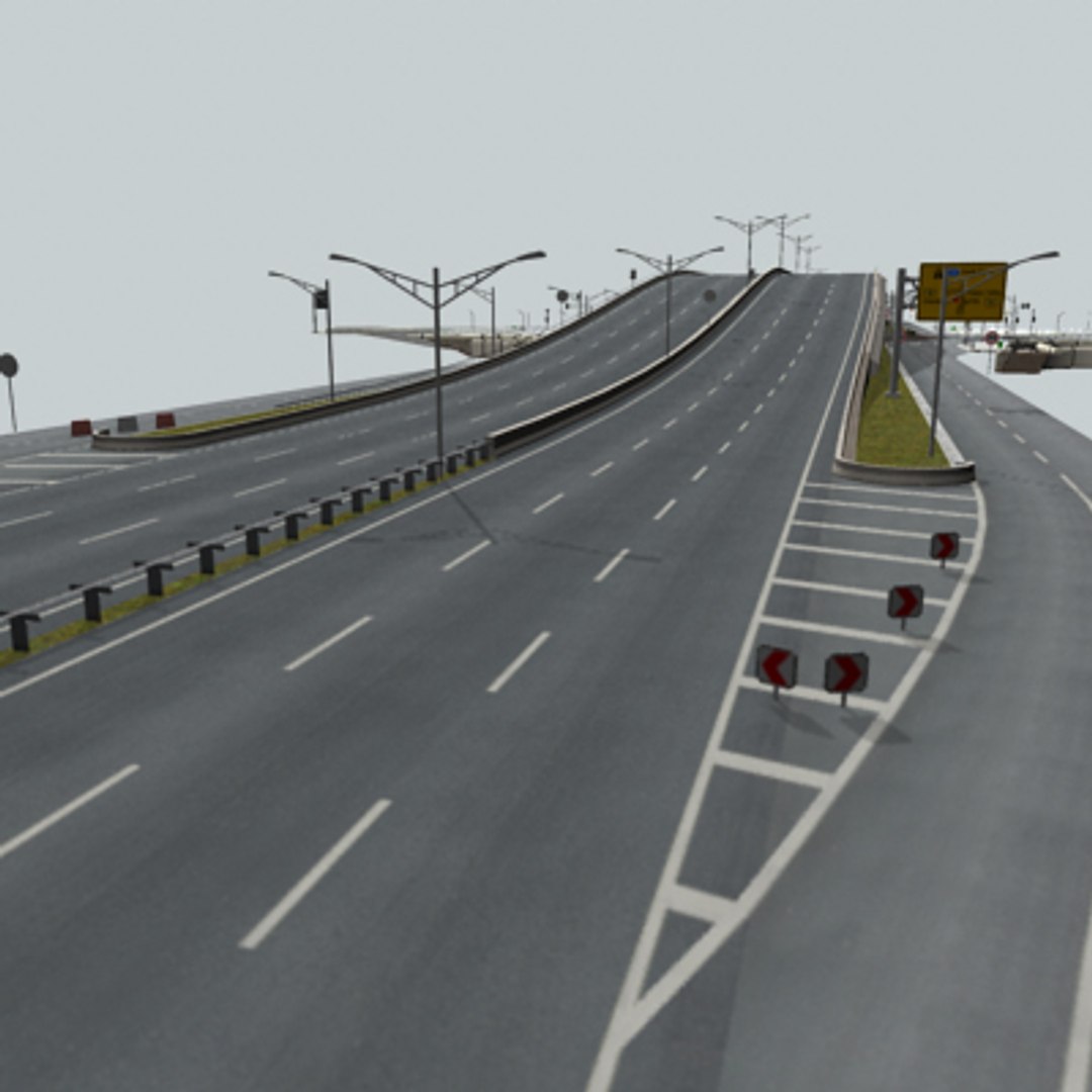 3d Roundabout Highway Street Signs Model