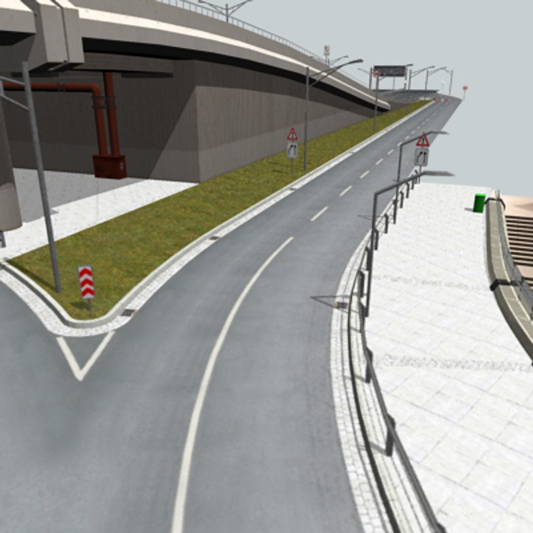 3d Roundabout Highway Street Signs Model