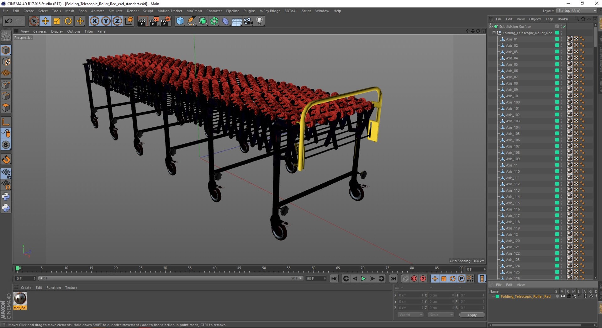 3D Folding Telescopic Roller Red - TurboSquid 2080999