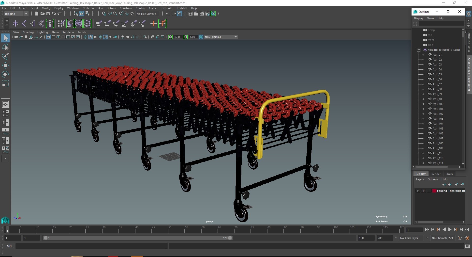 3D Folding Telescopic Roller Red - TurboSquid 2080999