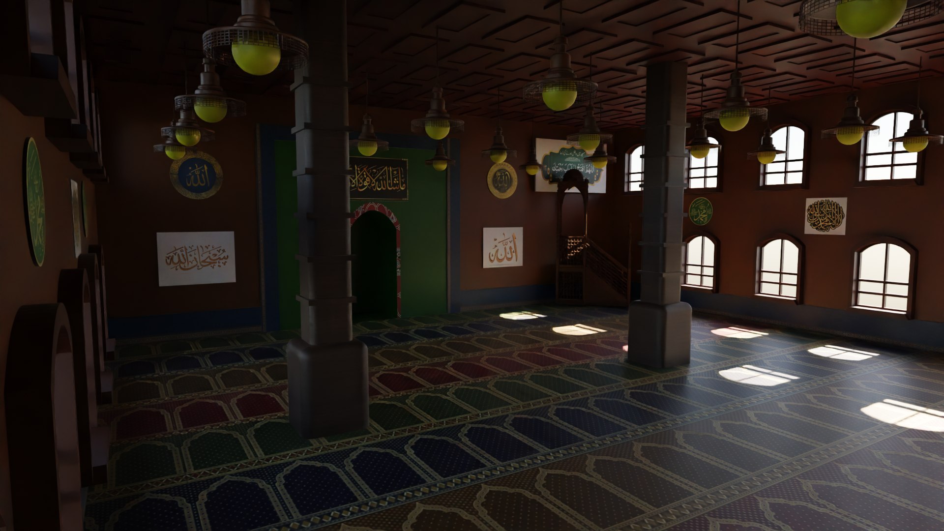 Mosque Interior 3D Model - TurboSquid 2161001