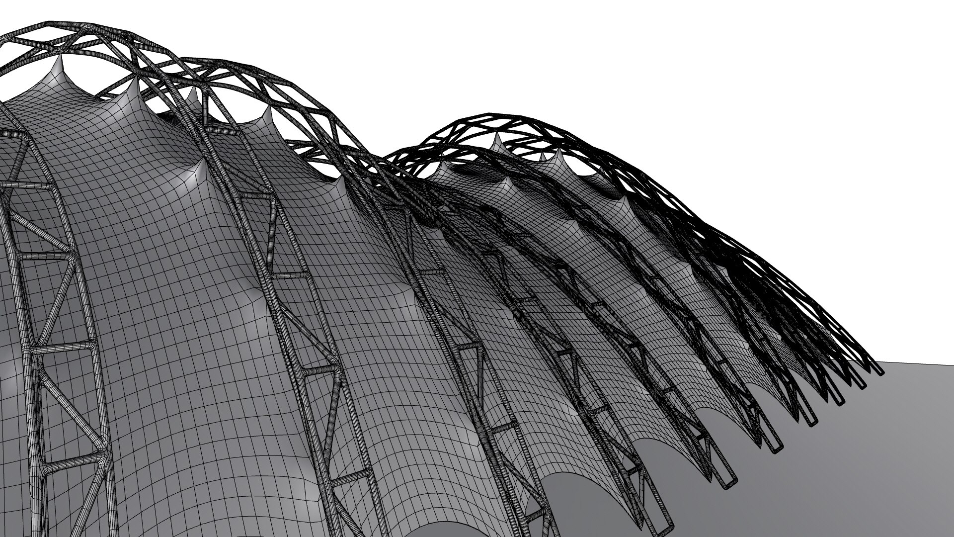 Wavy Tensile Structure Tunnel 3D Model - TurboSquid 2242313