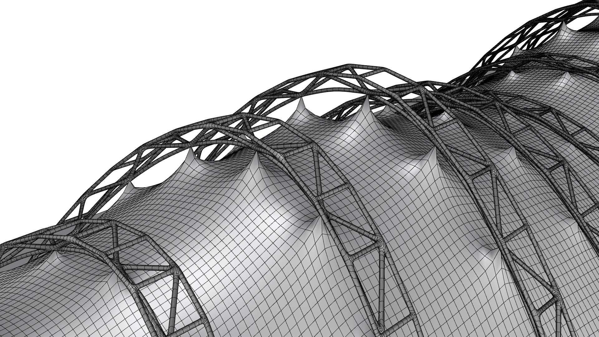 Wavy Tensile Structure Tunnel 3D Model - TurboSquid 2242313