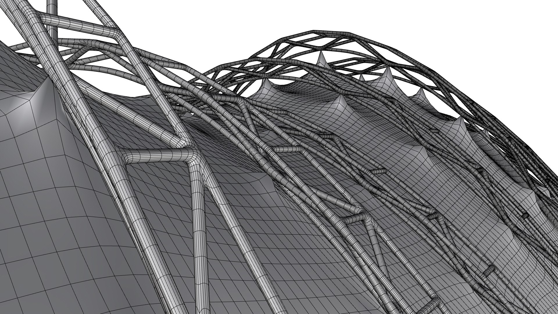 Wavy Tensile Structure Tunnel 3D Model - TurboSquid 2242313