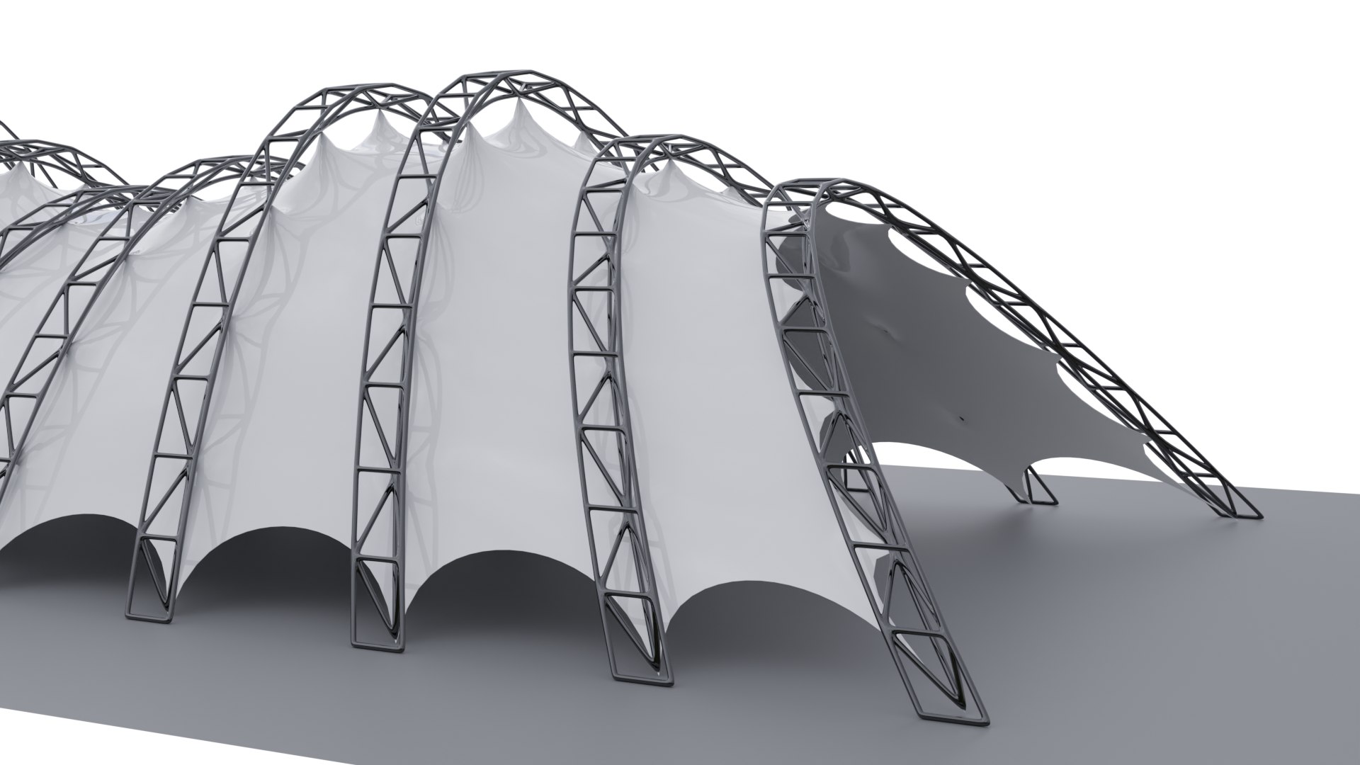 Wavy Tensile Structure Tunnel 3D Model - TurboSquid 2242313