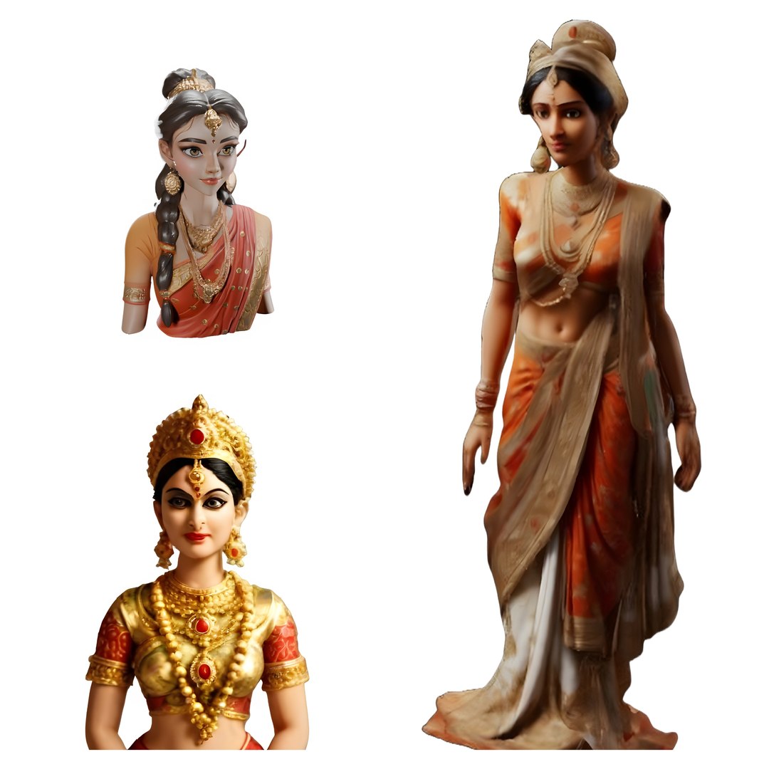 Elegant Indian Women Statues - TurboSquid 2294881