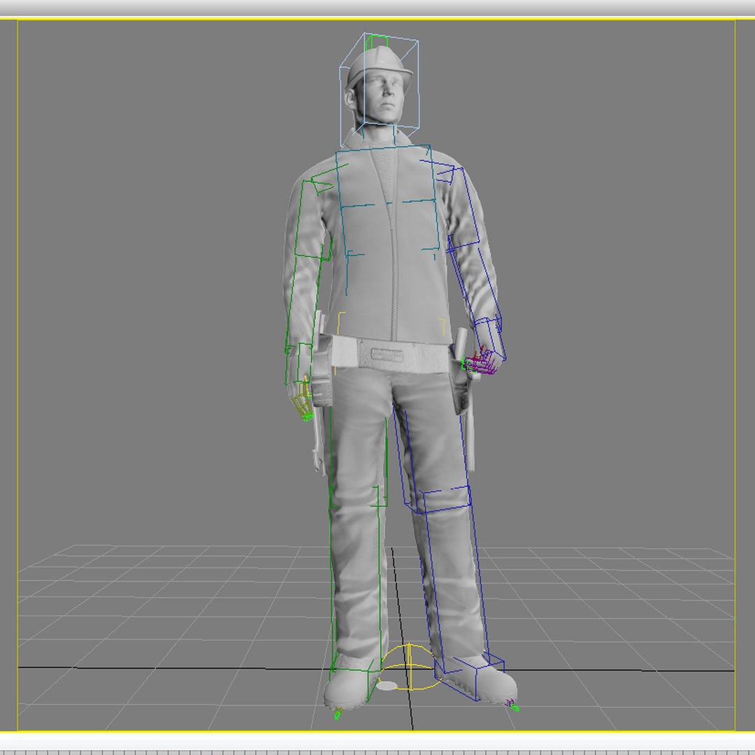 3d rigged worker lods biped man