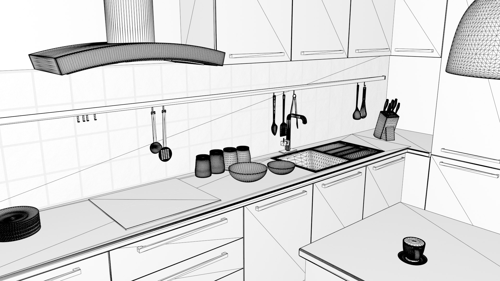 3D Render Scene Modern Kitchen - TurboSquid 1520206