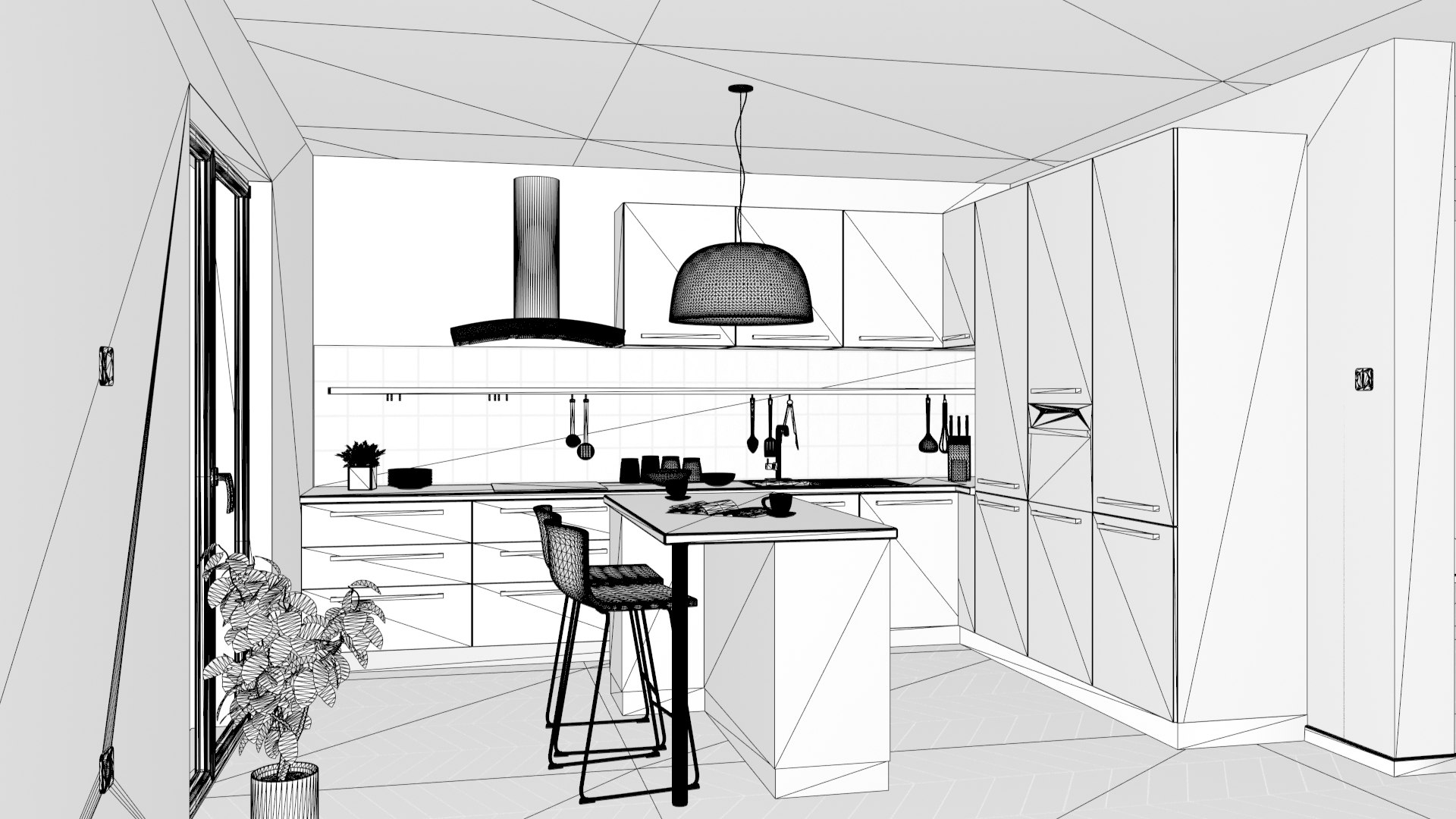 3D Render Scene Modern Kitchen - TurboSquid 1520206