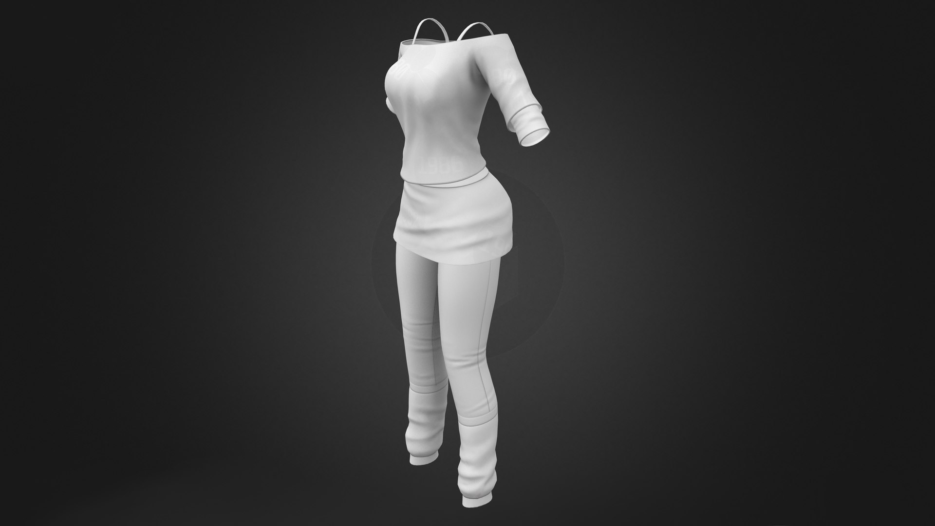 3D 1980s Full Outfit Top Skirt Pants - TurboSquid 1945685