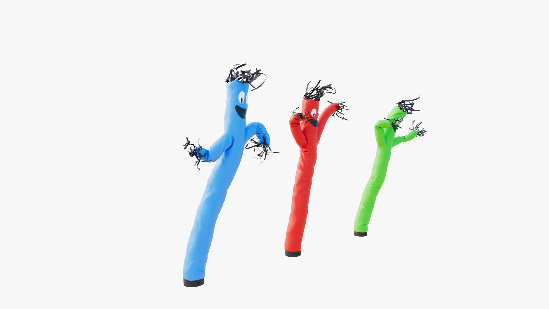 3D Animated Wind Dancers Trio Blue Green And Red - TurboSquid 2217719