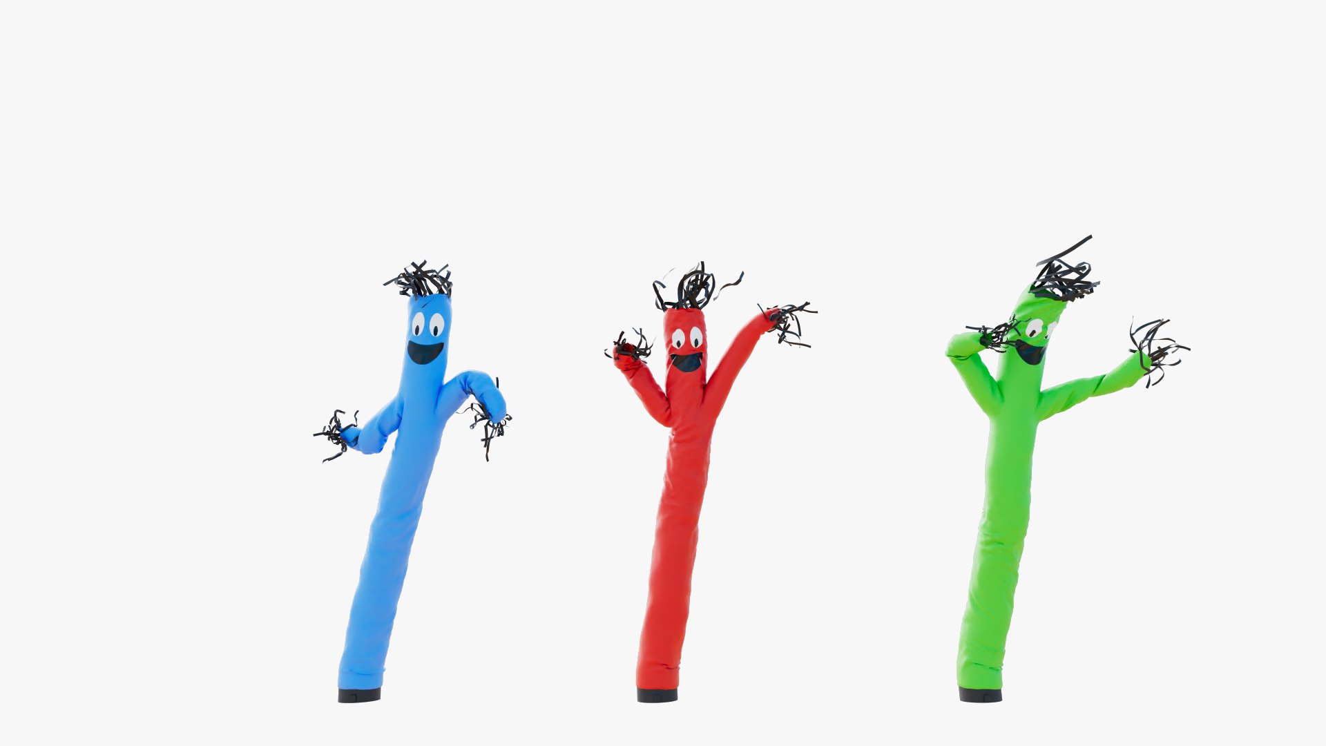 3D Animated Wind Dancers Trio Blue Green And Red - TurboSquid 2217719