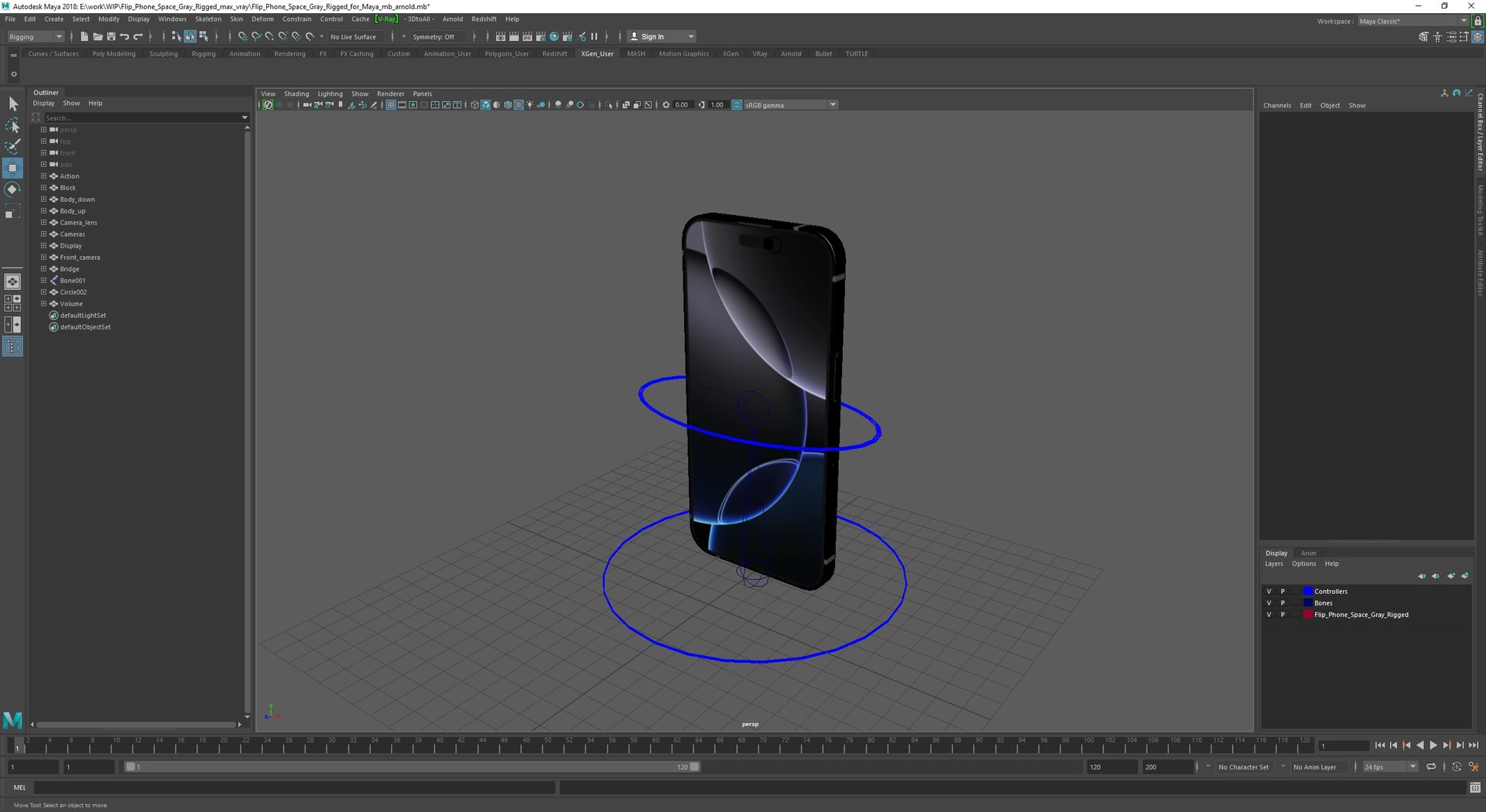 Flip Phone Space Gray Rigged For Maya 3D Model - TurboSquid 2345990