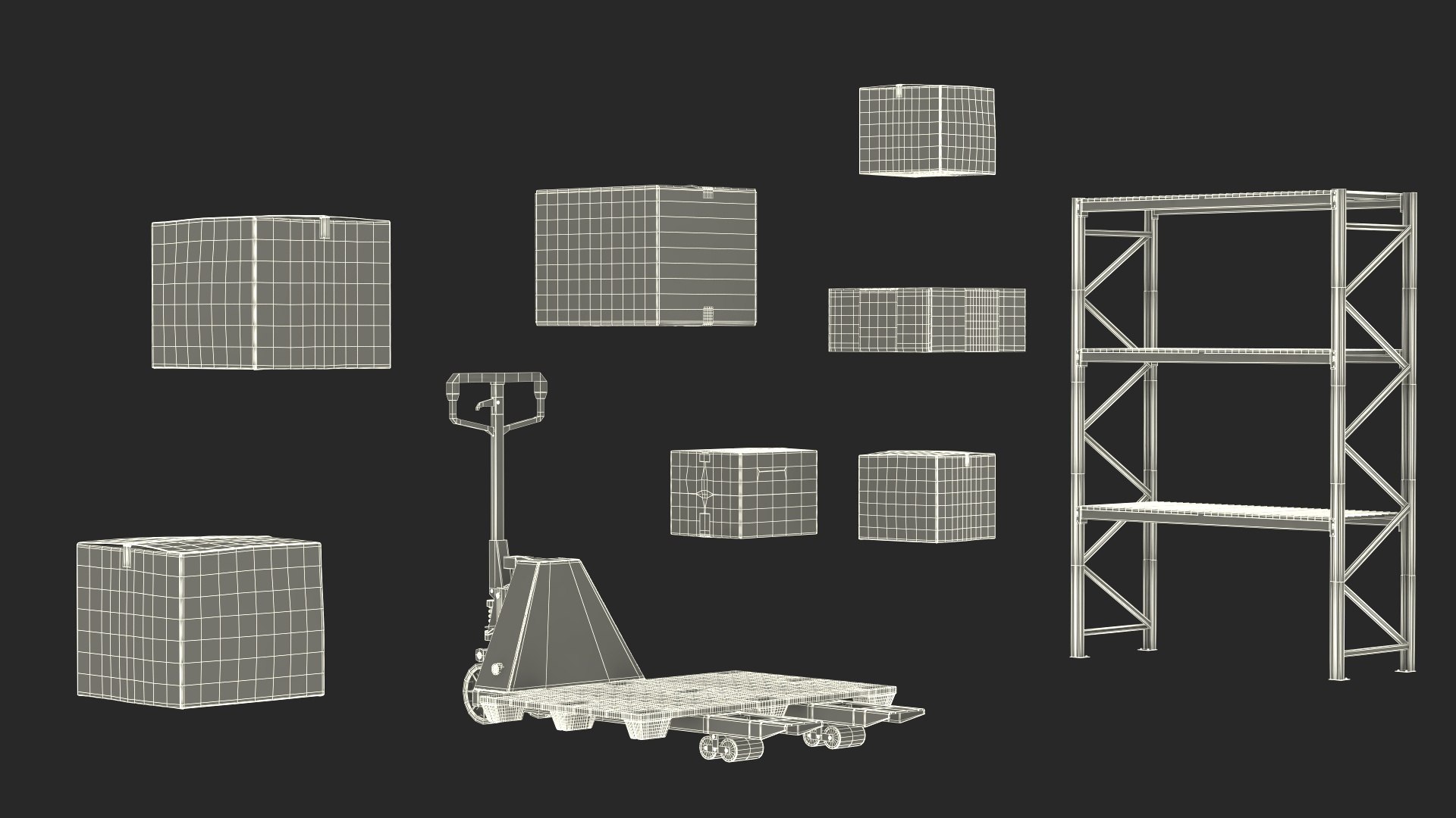 3D Warehouse Pallet Jack And Racking System - TurboSquid 2403516