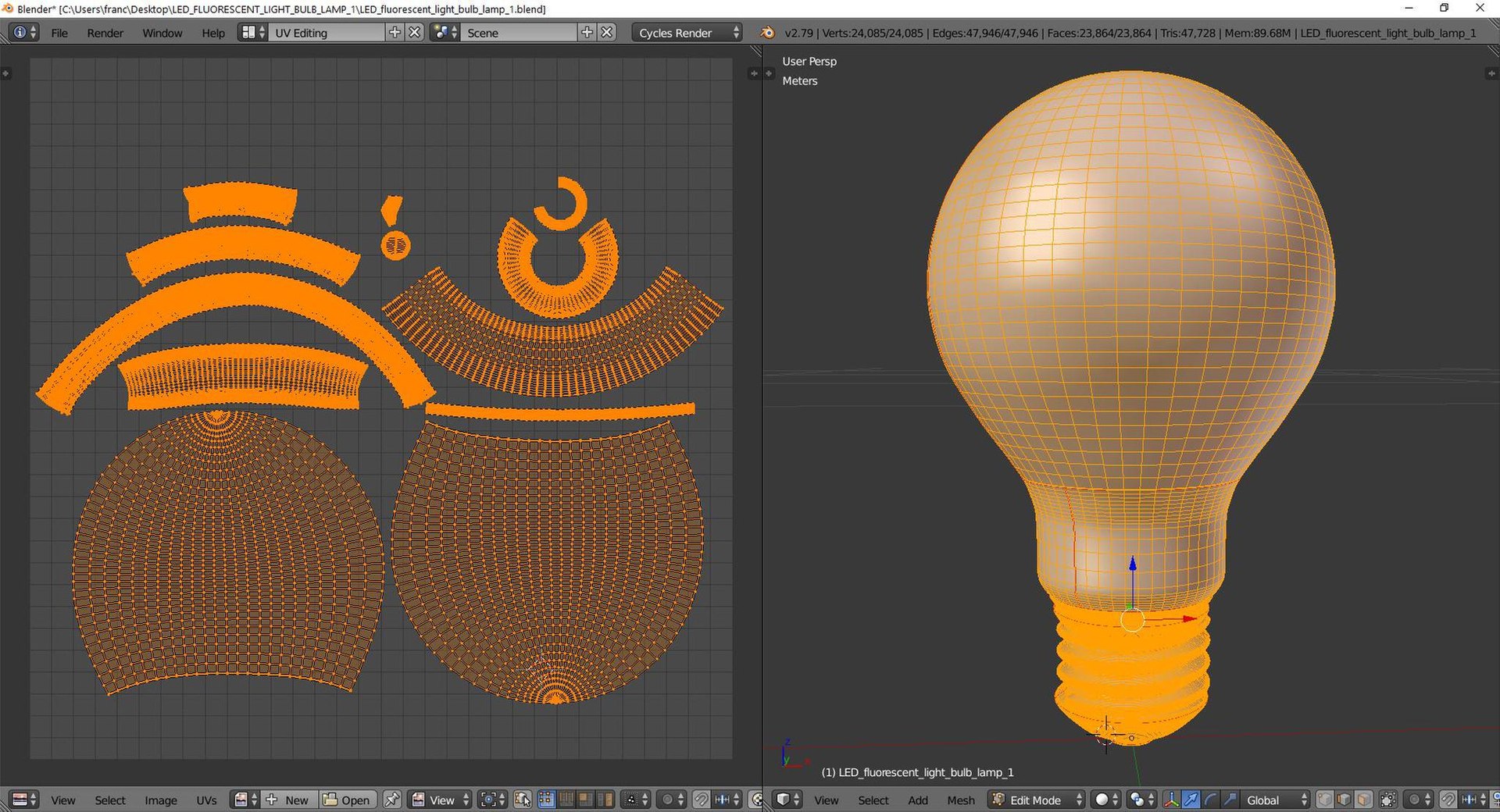 3d Led - Fluorescent Light Model