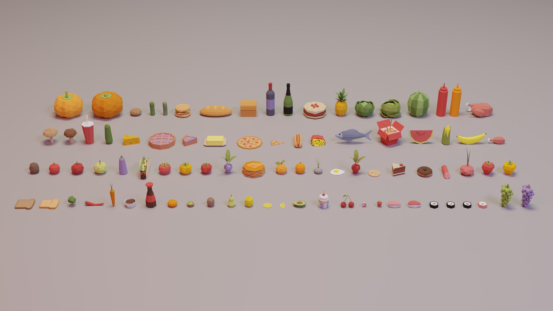 3D Low Poly Food Collection - Fruits Vegetables Food - TurboSquid 1862013
