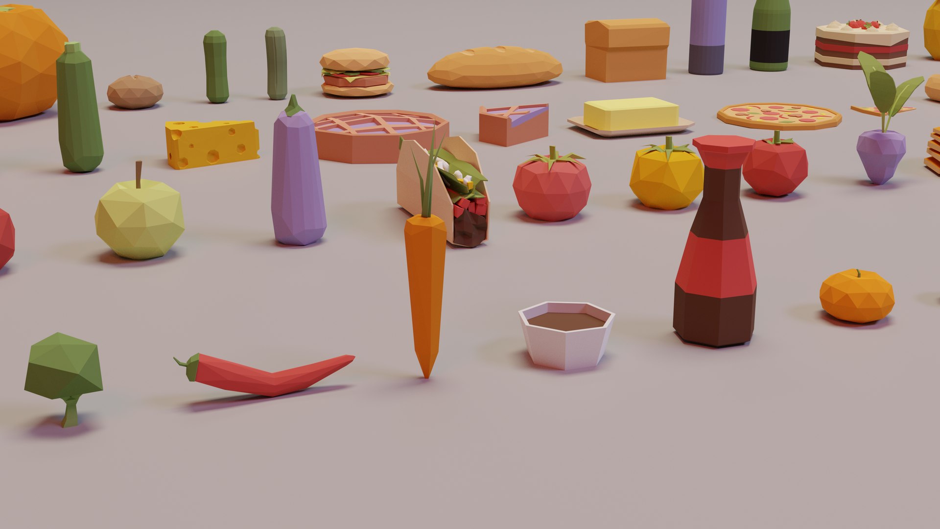 3D Low Poly Food Collection - Fruits Vegetables Food - TurboSquid 1862013