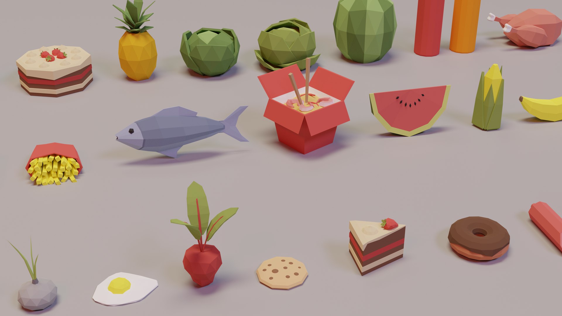 3D Low Poly Food Collection - Fruits Vegetables Food - TurboSquid 1862013