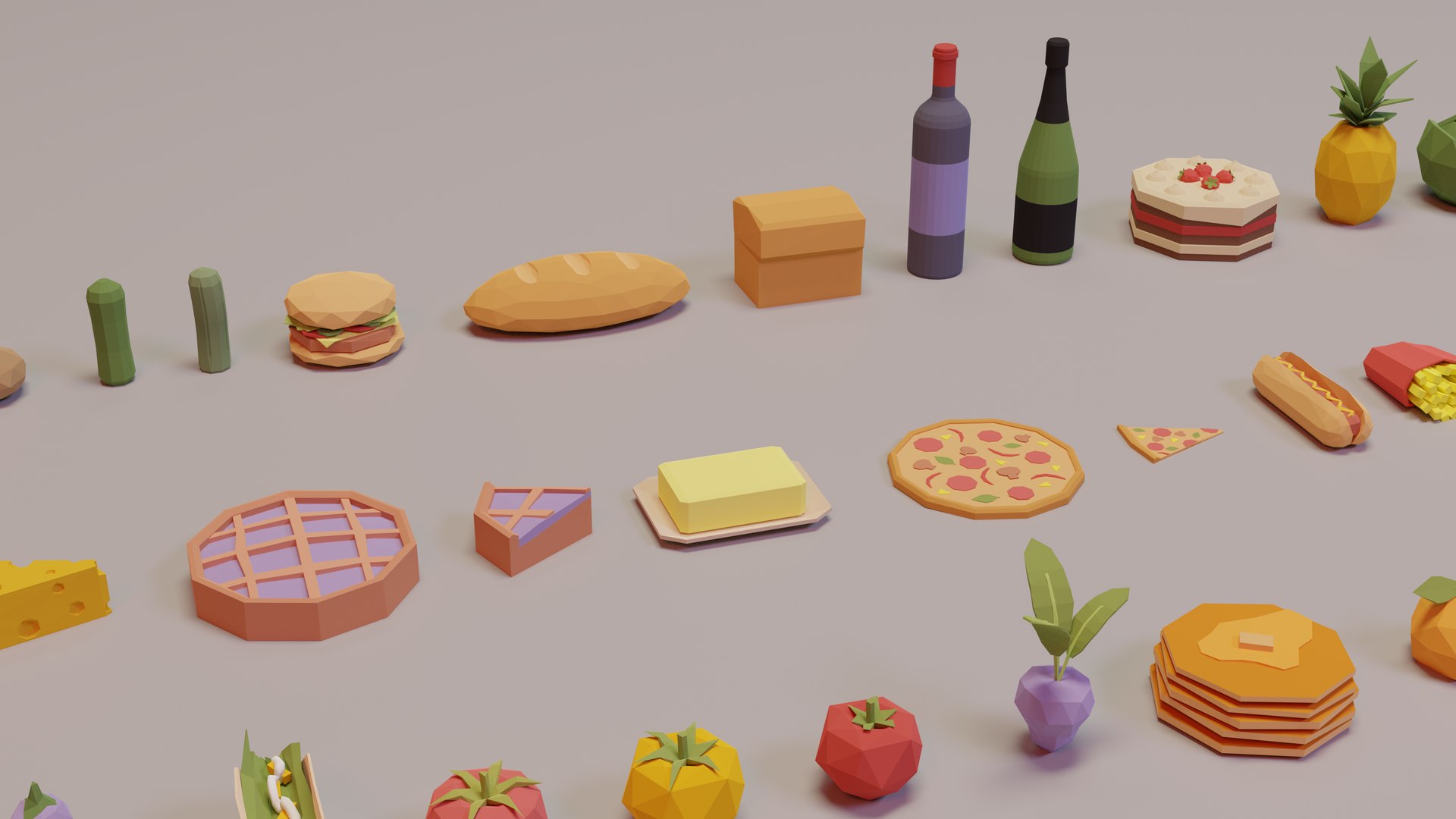 3D Low Poly Food Collection - Fruits Vegetables Food - TurboSquid 1862013