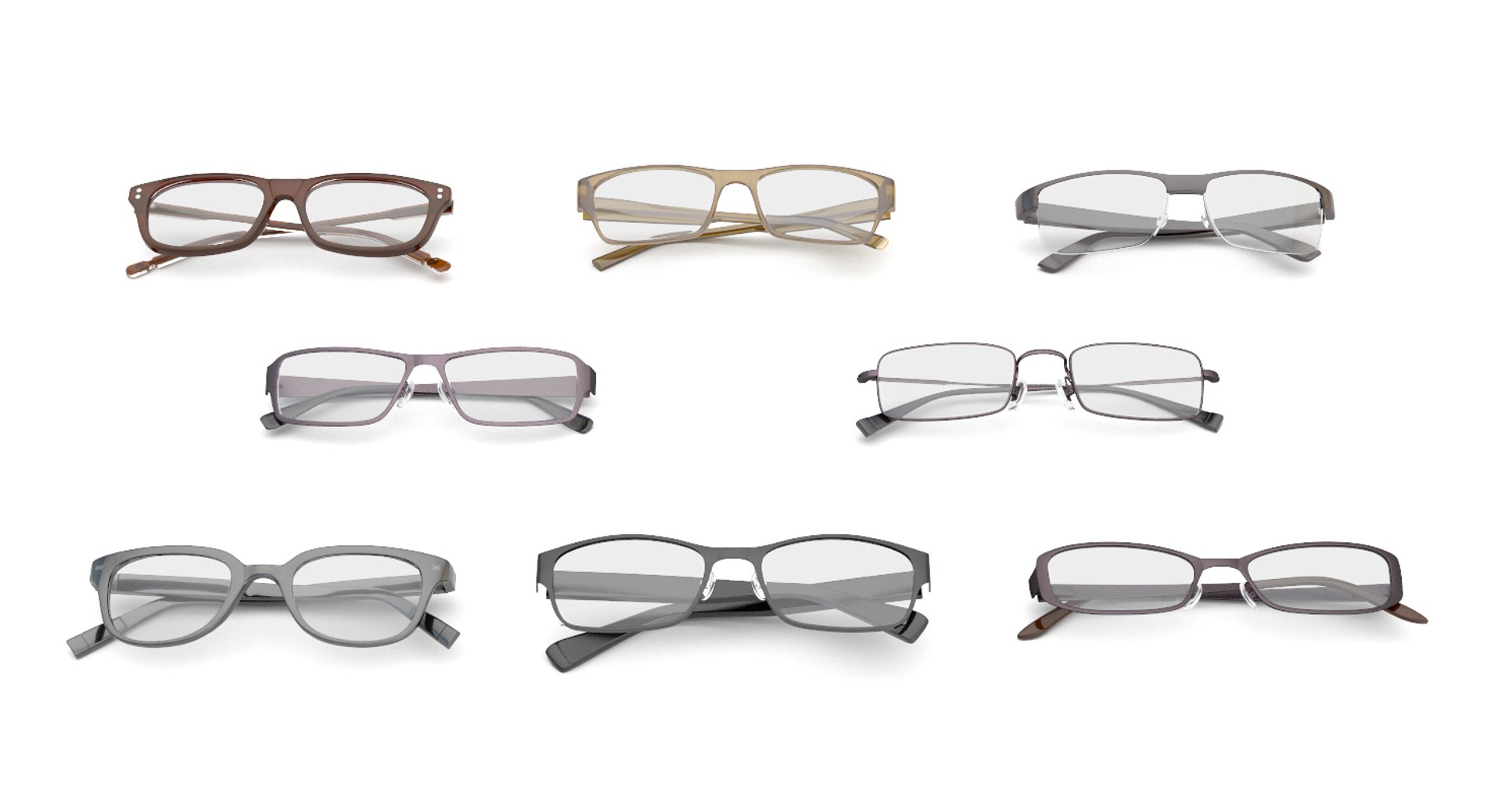 3d model glasses set