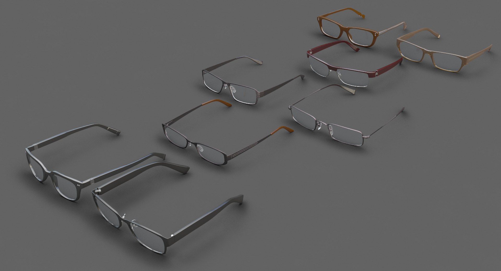 3d model glasses set