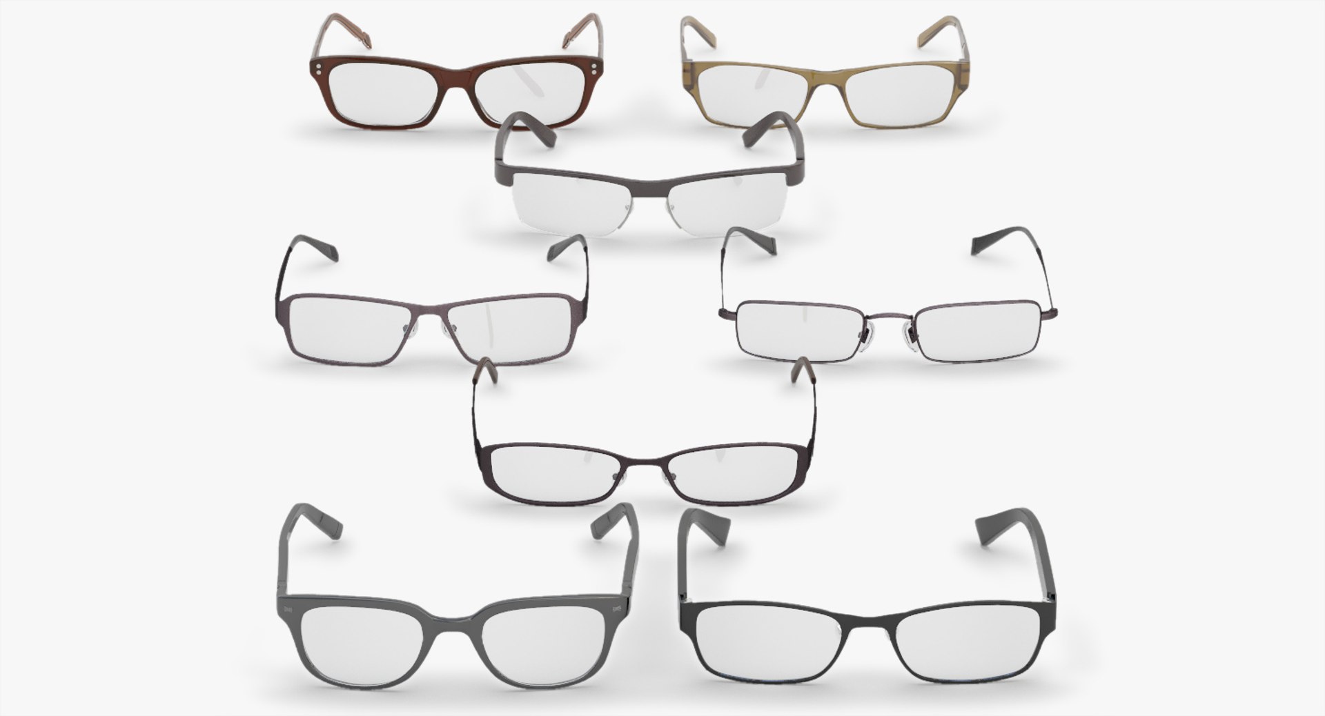 3d model glasses set