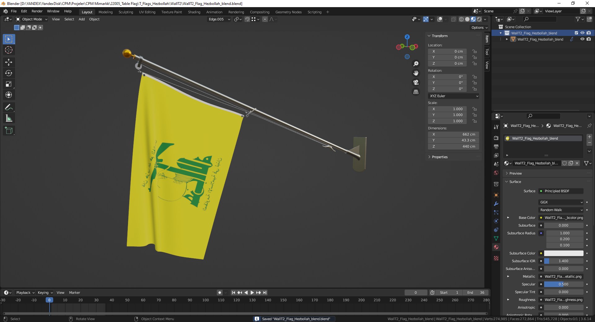 Wall Flag Hezbollah Lebanon T2 3D - TurboSquid 2263432