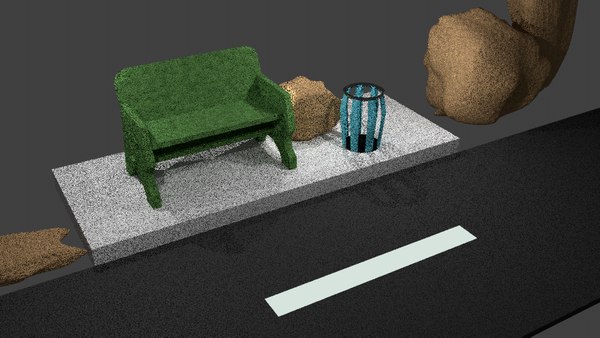 3d model of seated character bench