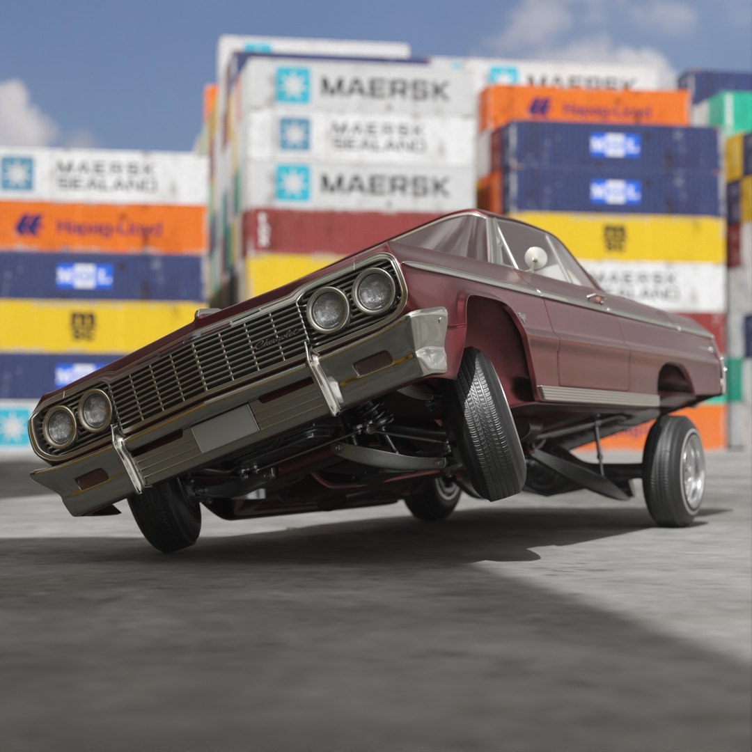 Chevrolet Impala Lowrider Hydraulic Jump 1964 Pearl Red 3D Model ...
