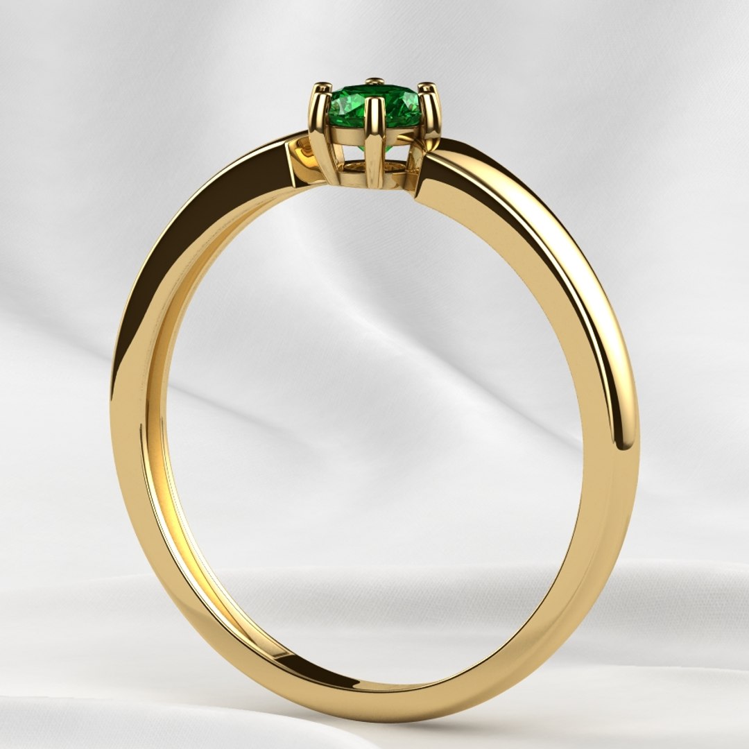 4mm Emeralds Gold Ring And Earrings Set 3D Model - TurboSquid 1882627