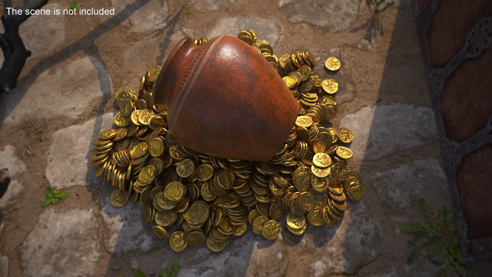 3D Gold Coins In Treasure Old Clay Pot - TurboSquid 1997411