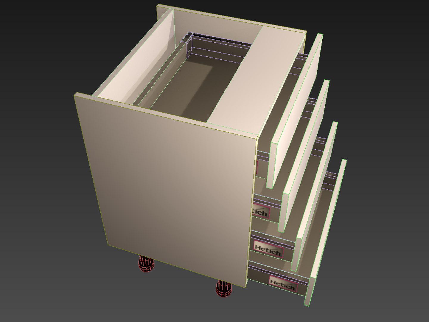 Drawer Pack 4 Base 3d Model