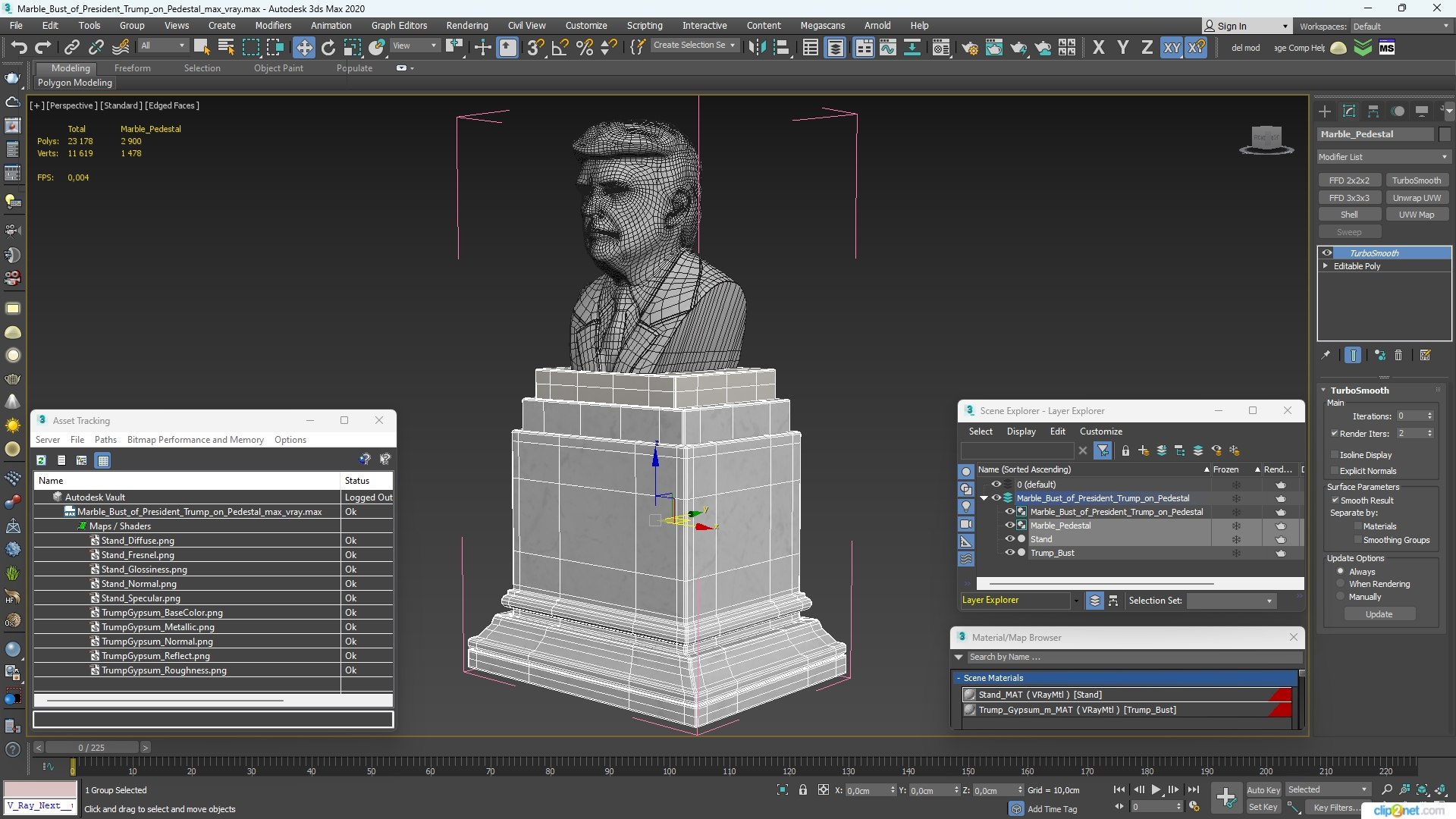 Marble Bust Of President Trump On Pedestal 3D Model - TurboSquid 2314255