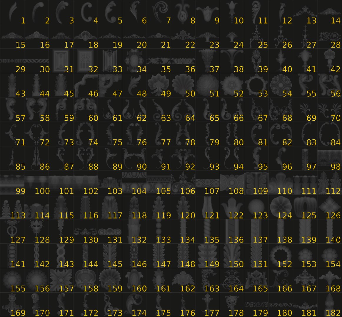 3D pack 182 brushes baroque model - TurboSquid 1332685