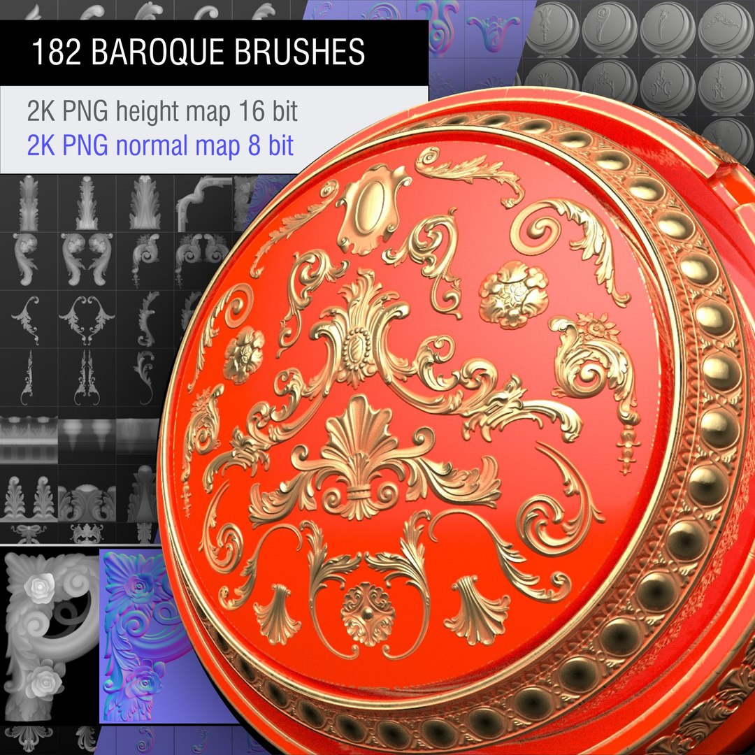 3D pack 182 brushes baroque model - TurboSquid 1332685
