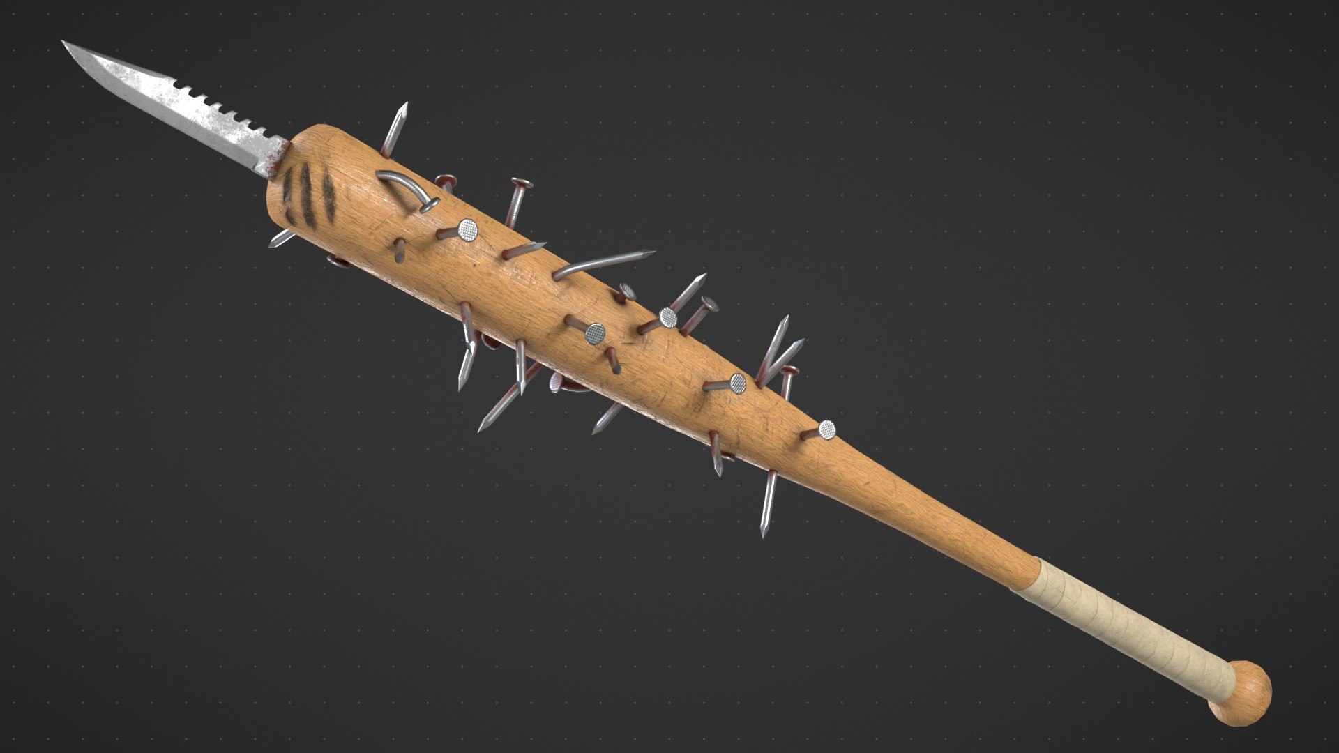 3D Baseball Bat With Nails - TurboSquid 2203627