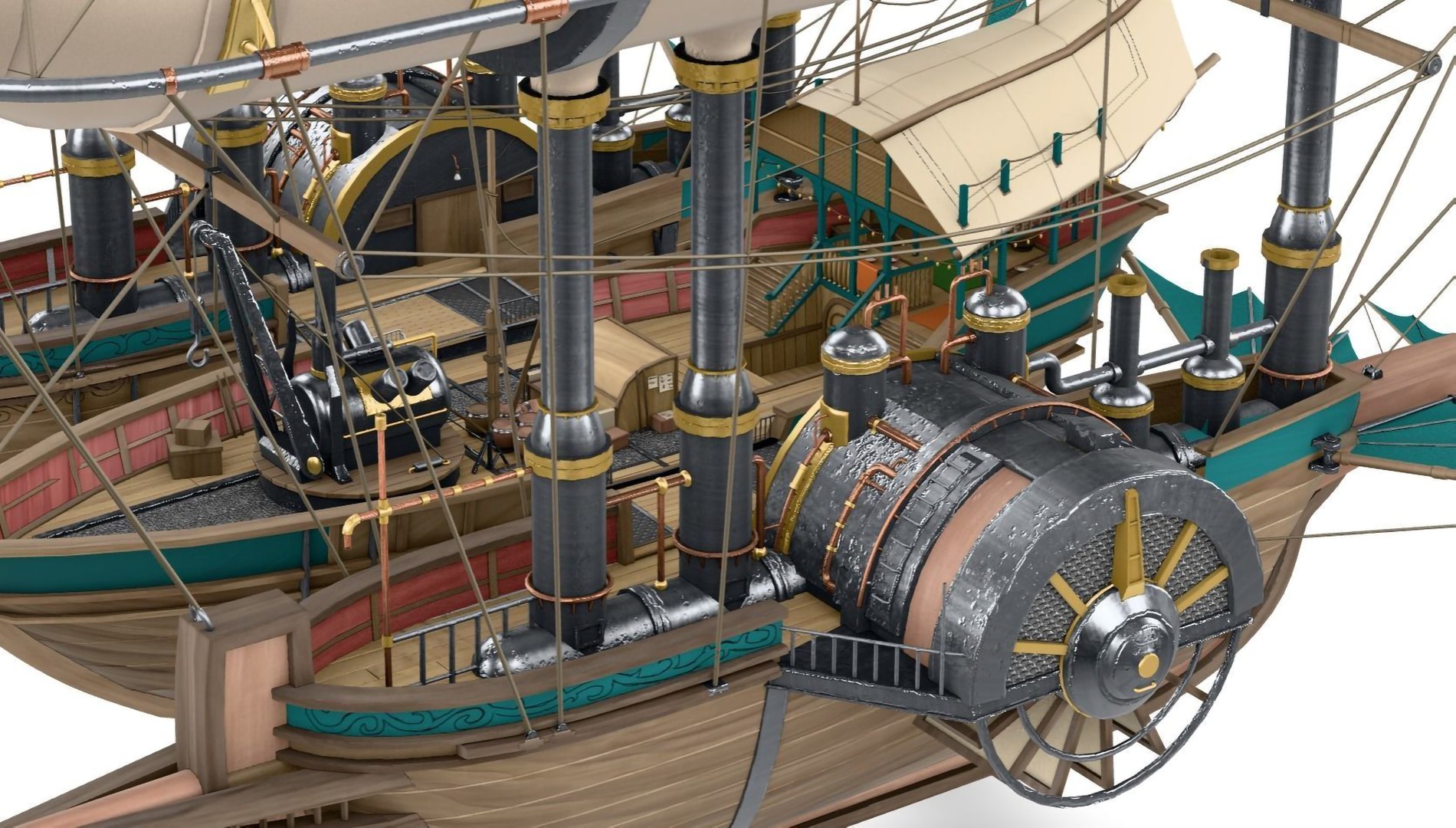Steampunk Flyship 3D Model - TurboSquid 2336885