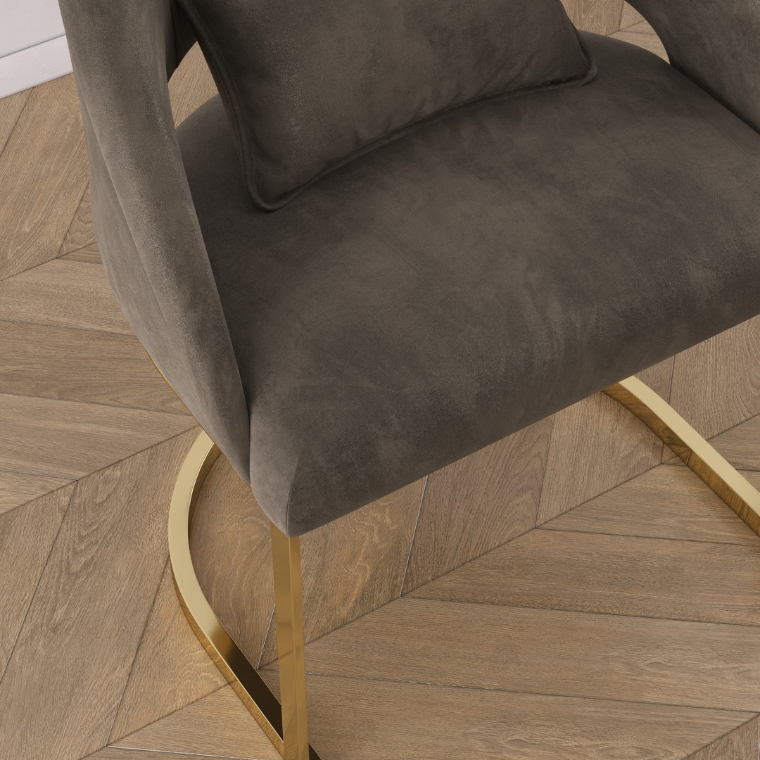 Holland Gray Velvet Chair 3D Model - TurboSquid 2290748