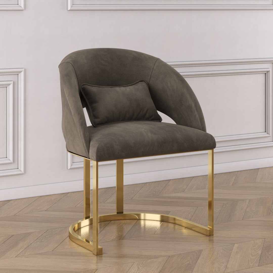 Holland Gray Velvet Chair 3D Model - TurboSquid 2290748